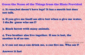 Whatsapp Riddle: Guess the Name of the Things from the Hints Provided ...