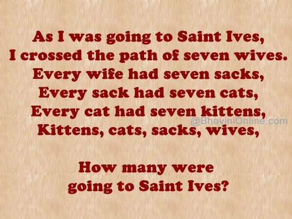 WhatsApp Riddle: How Many Were Going To Saint Ives? | BhaviniOnline.com