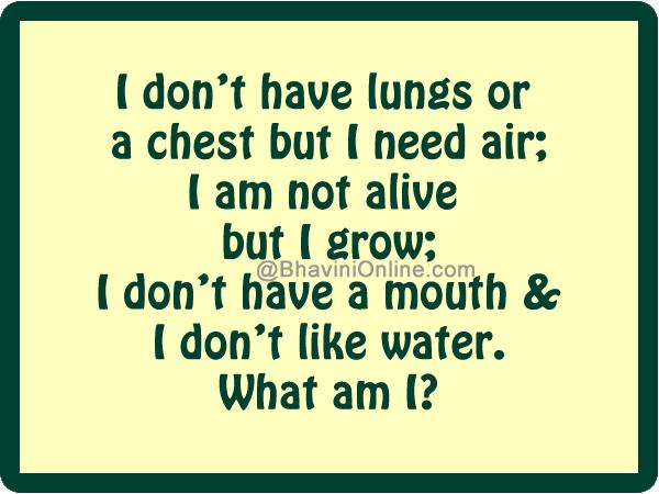 Guess The Word: I Don’t Have Lungs Or A Chest But I Need Air ...