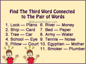 Brain Exercise Riddles: Find The Third Word Connected to The Pair of ...