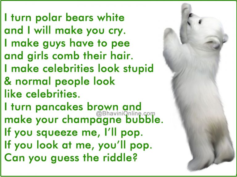 Word Riddle Games: I Turn Polar Bears White | BhaviniOnline.com