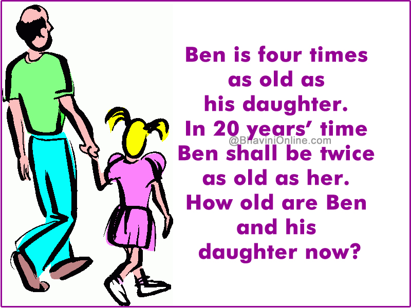 Age Riddle: How Old Are Ben And His Daughter Now? | BhaviniOnline.com