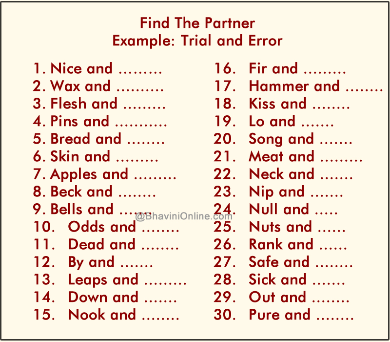 Word Riddle Games: Find the Suitable Word Partner | BhaviniOnline.com