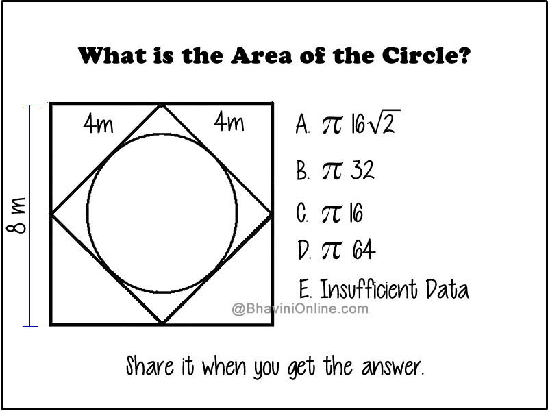 Geometry Quiz Question: Find the Area of the Circle in the Picture ...
