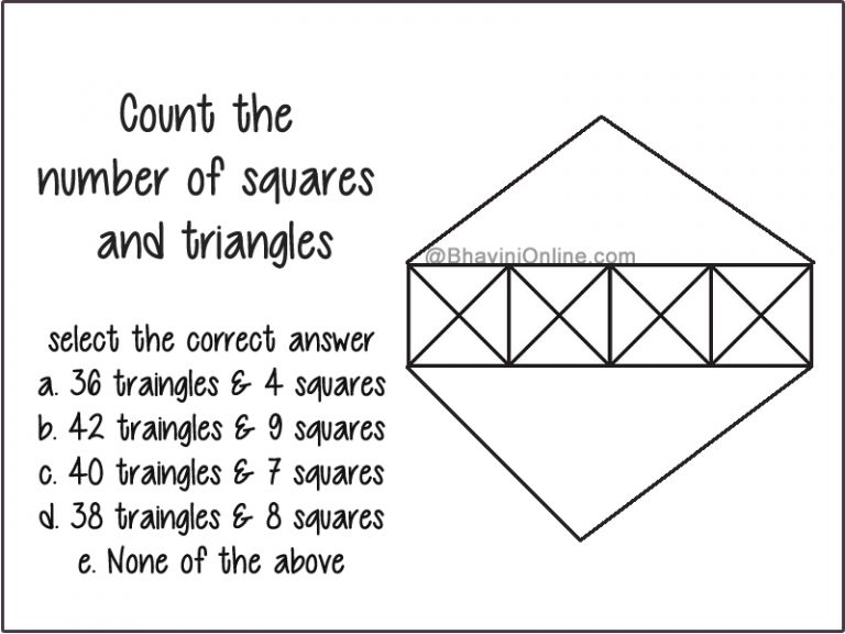 Picture Riddle: Count the Number of Squares & Triangles | BhaviniOnline.com
