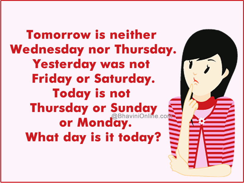 Fun Riddle for Kids: What Day Is It Today? | BhaviniOnline.com