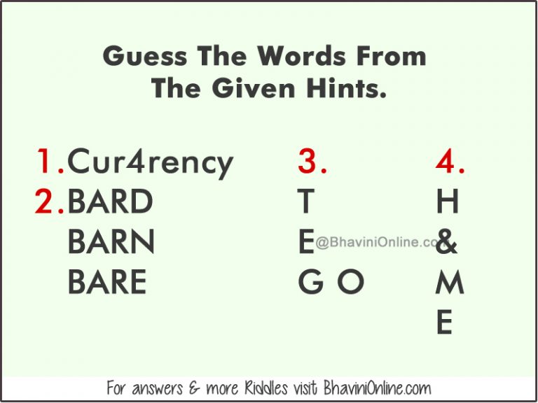 Fun Rebus Puzzle: Which Words Do these Clues Mean? | BhaviniOnline.com