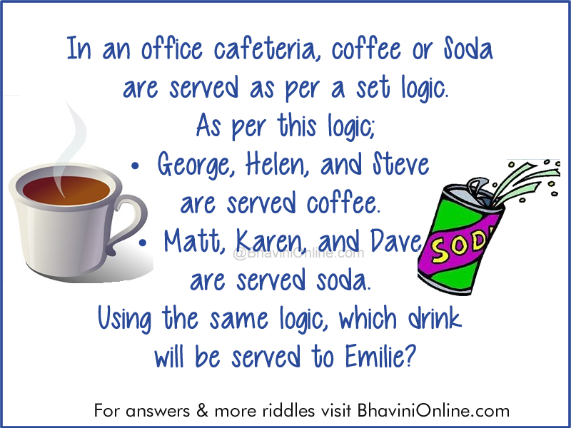 Logical Reasoning Riddle: Which Drink Will Be Served To Emilie ...
