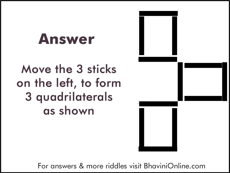 Picture Riddle: How Can You Create 3 Quadrilaterals By Moving Exactly 3 ...