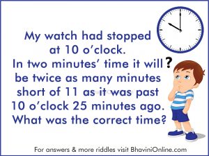 Clock Brain Teaser: What Was The Correct Time? | BhaviniOnline.com